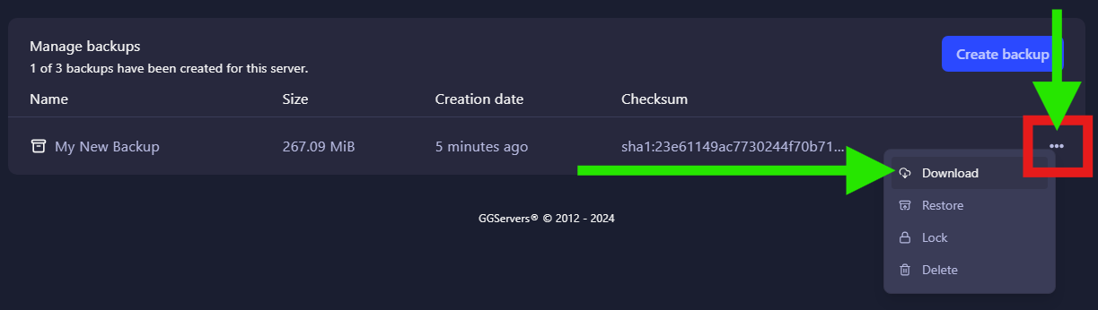 How to Make a Full Backup and Download It - GGServers Knowledgebase
