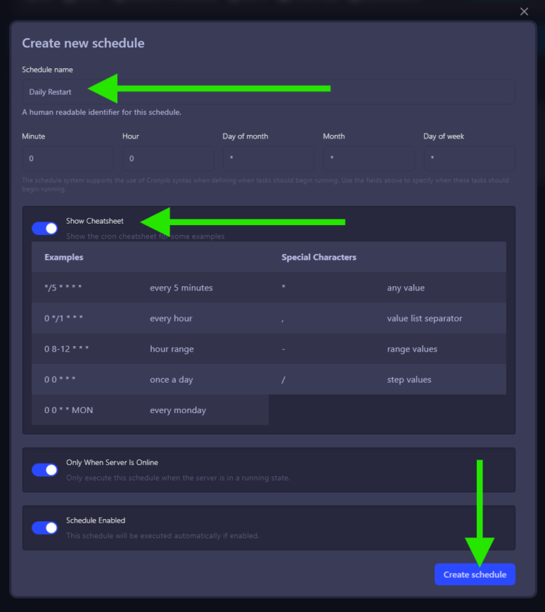 How to Setup Automatic Restarts with Offset Messages - GGServers Knowledgebase