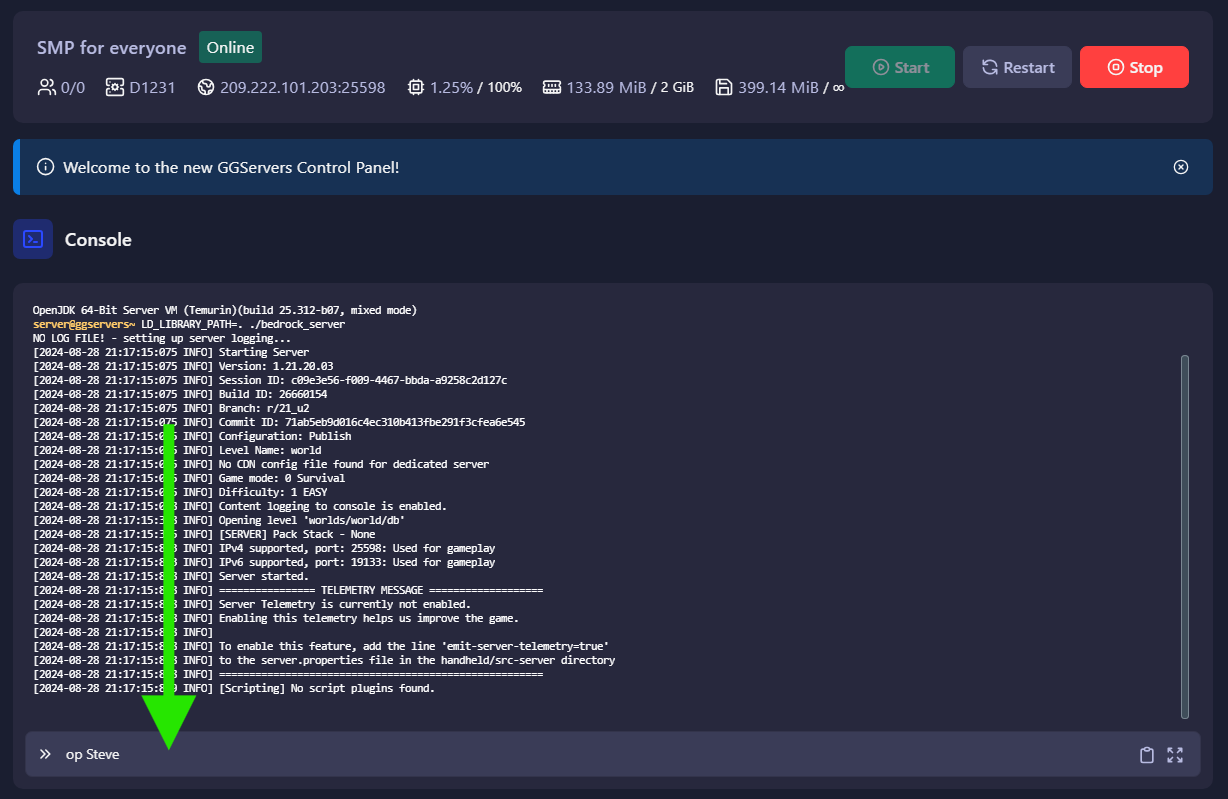 How to OP and Enable Cheats on Your Bedrock Server - GGServers ...